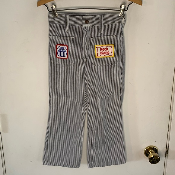 Vintage | Bottoms | Vintage Blue White Striped Railroad Engineer Jeans ...